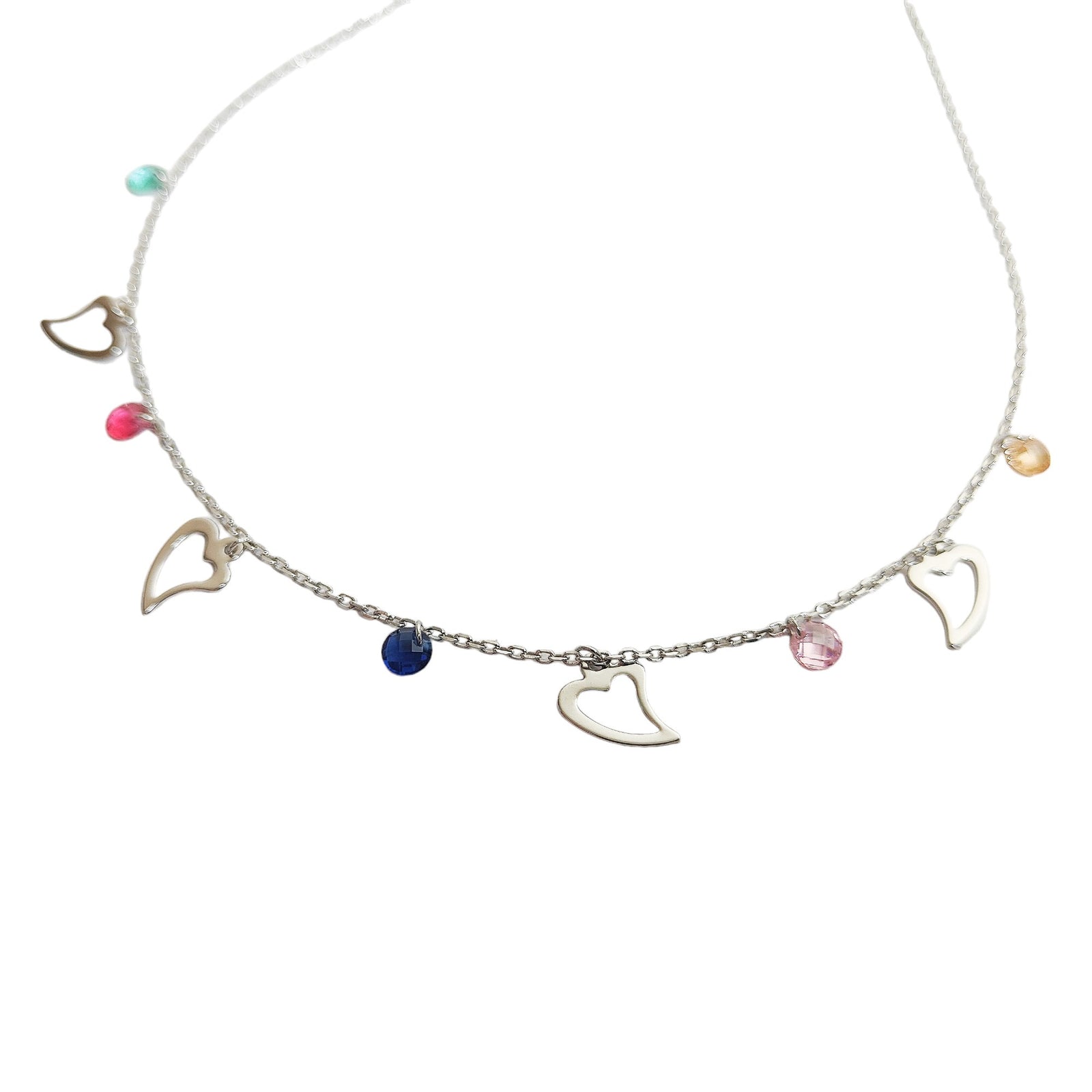 Heart shape Sterling Silver Neck Piece with stones for Women | Rivansh