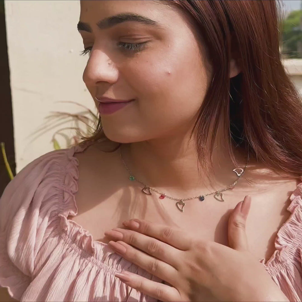 Heart shape Sterling Silver Neck Piece with stones for Women | Rivansh